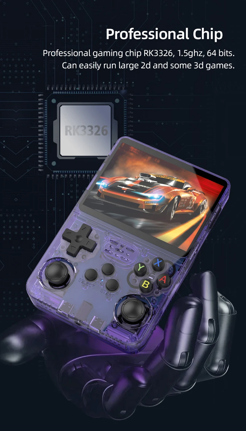 64G - Purple 64G - Console de jeu vidéo rétro R36S, système Linux ...