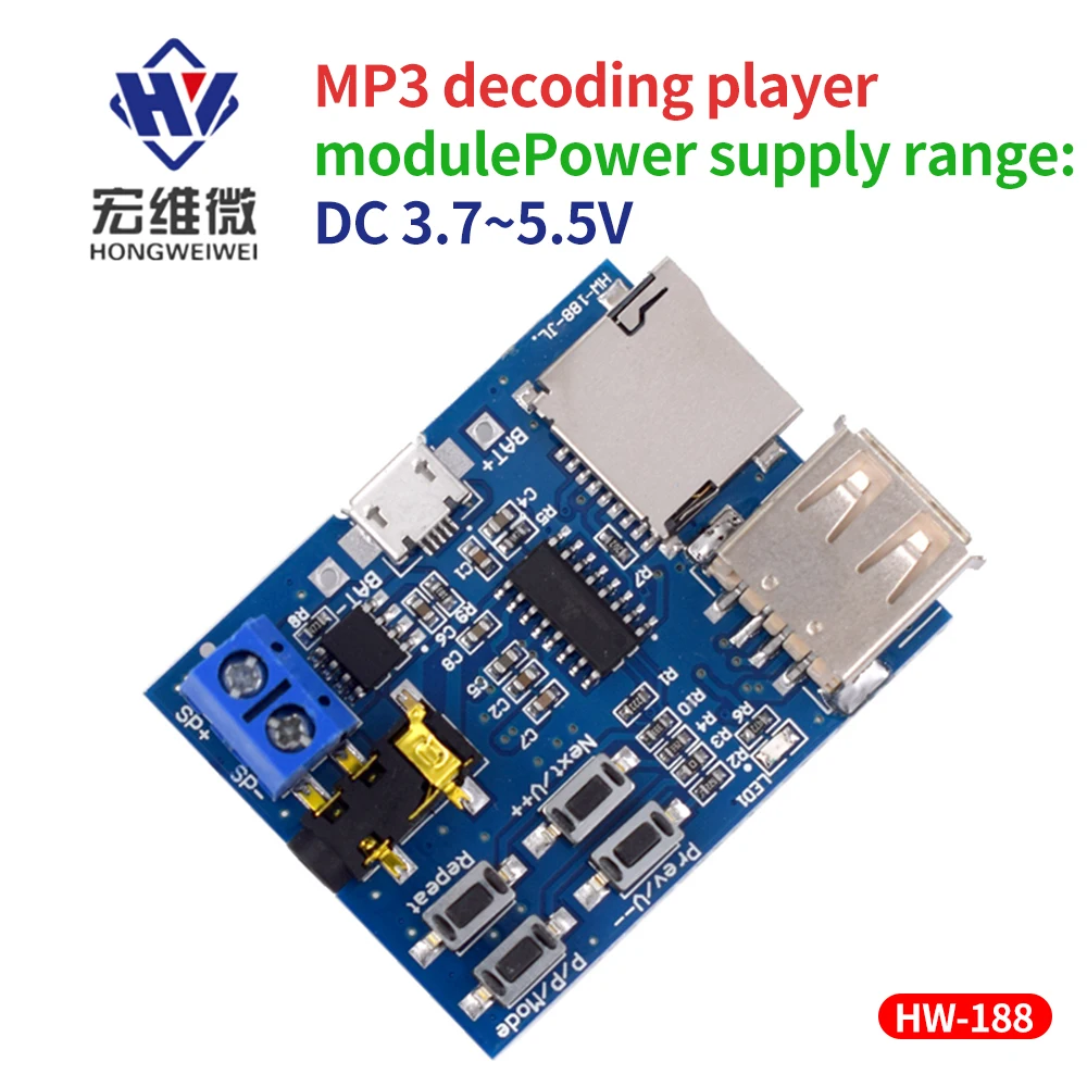 MP3 무손실 디코딩 보드 오디오 플러그인 U 디스크 디코더, TF 카드 USB 플레이어 모듈, 파워 앰프 포함|반도체 집적회로| - AliExpress