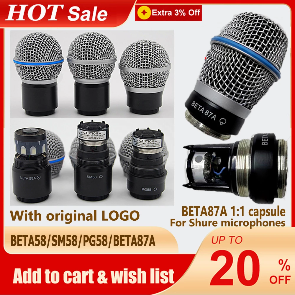 For Replace QLXD4 SLX PGX2 Wireless Handheld Microphone Capsule Shure ...