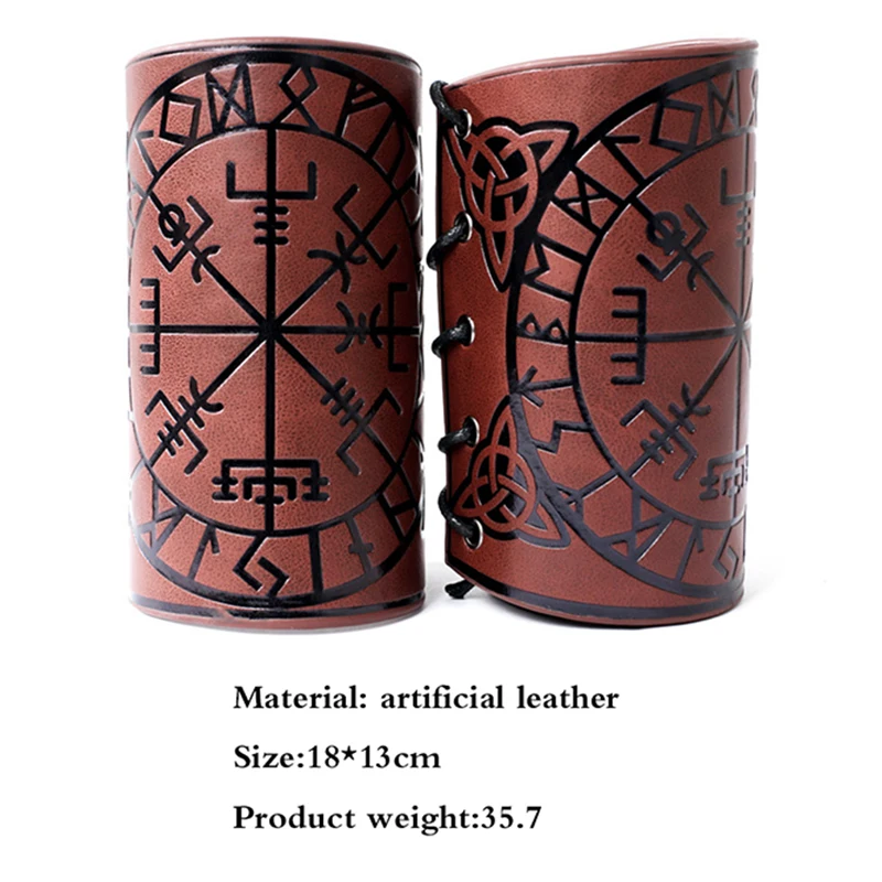 Leather Cuff Bracelet For Men MENDEL Men's Viking Leather Bracelet With ...