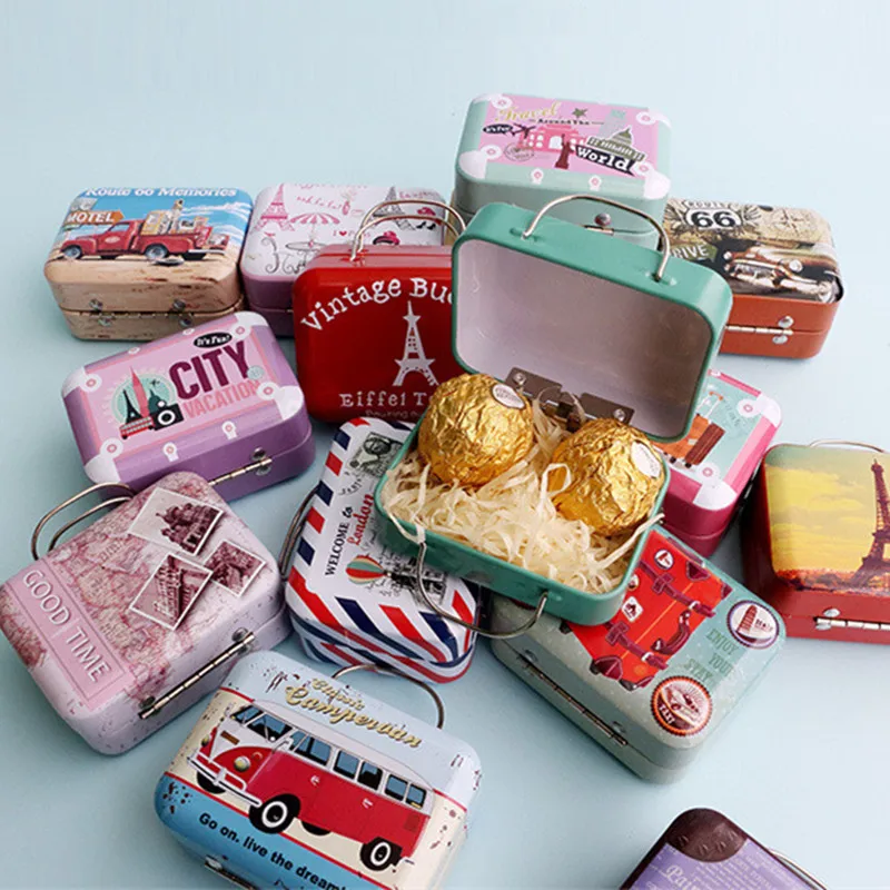 10Pcs Mini Travel Suitcase Candy Box Metal Chocolate Favor Gift ...