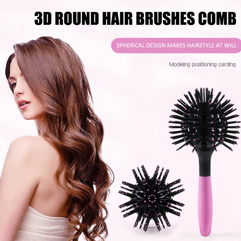 3D-Round-Hair-Brushes-Comb-Salon-Make-Up-360-Degree-Ball-Styling-Tools-Magic-Detangling ...