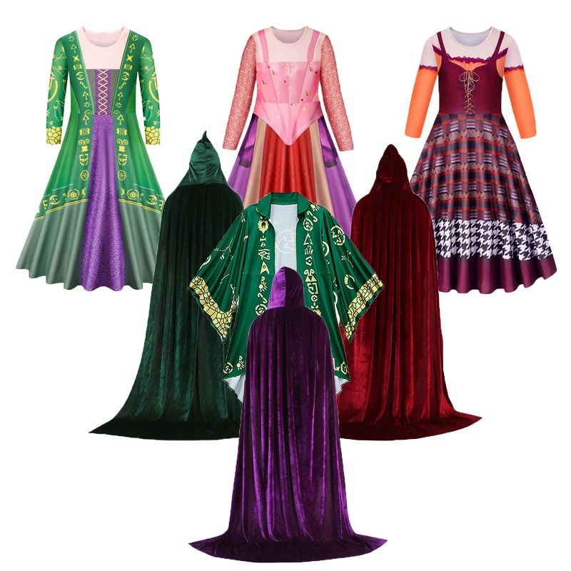Movie Hocus Pocus Winifred Mary Sarah Cosplay Costumes Dresses Medieval ...