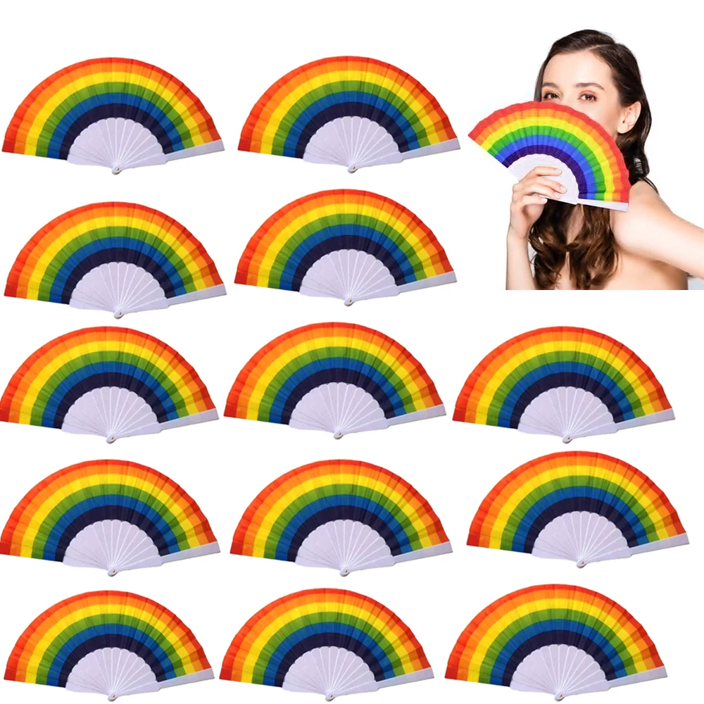 1-5-12PCS-Rainbow-Hand-Held-Fan-for-Wedding-Party-Decoration-Ornaments ...