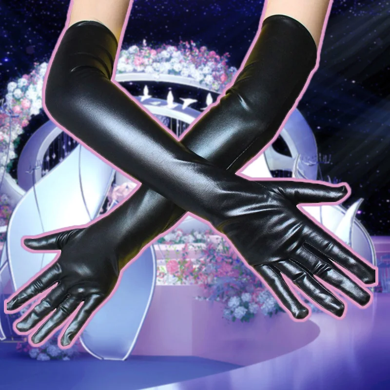 Women-Skinny-Long-Gloves-Sexy-Stretch-PU-Leather-Gloves-Punk-Rock-Hip ...