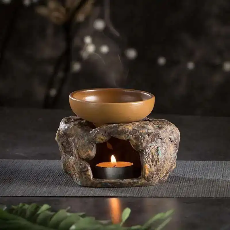 Retro Japanese Stoneware Tea Warm Stove Ceramics Candle Essential Oils ...