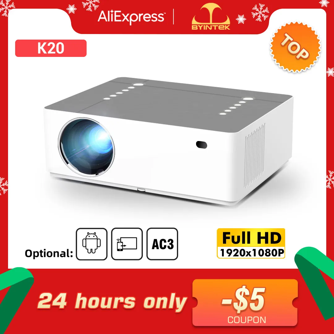 BYINTEK K20 Projector Full HD 1080P Home Theater Game LED Smart Android ...