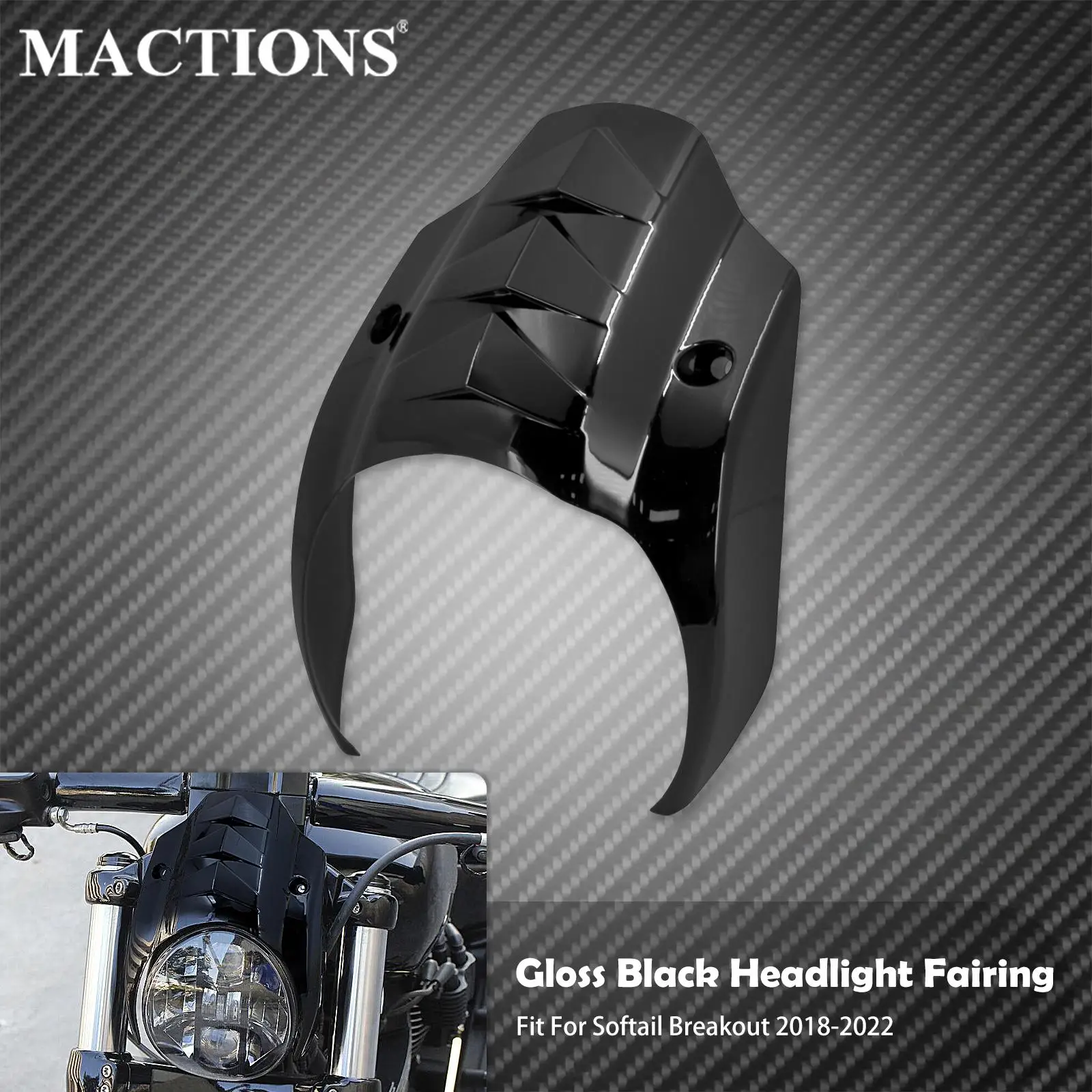 Motorcycle Gloss Black Front Mask Headlight Fairing Cover ABS For ...