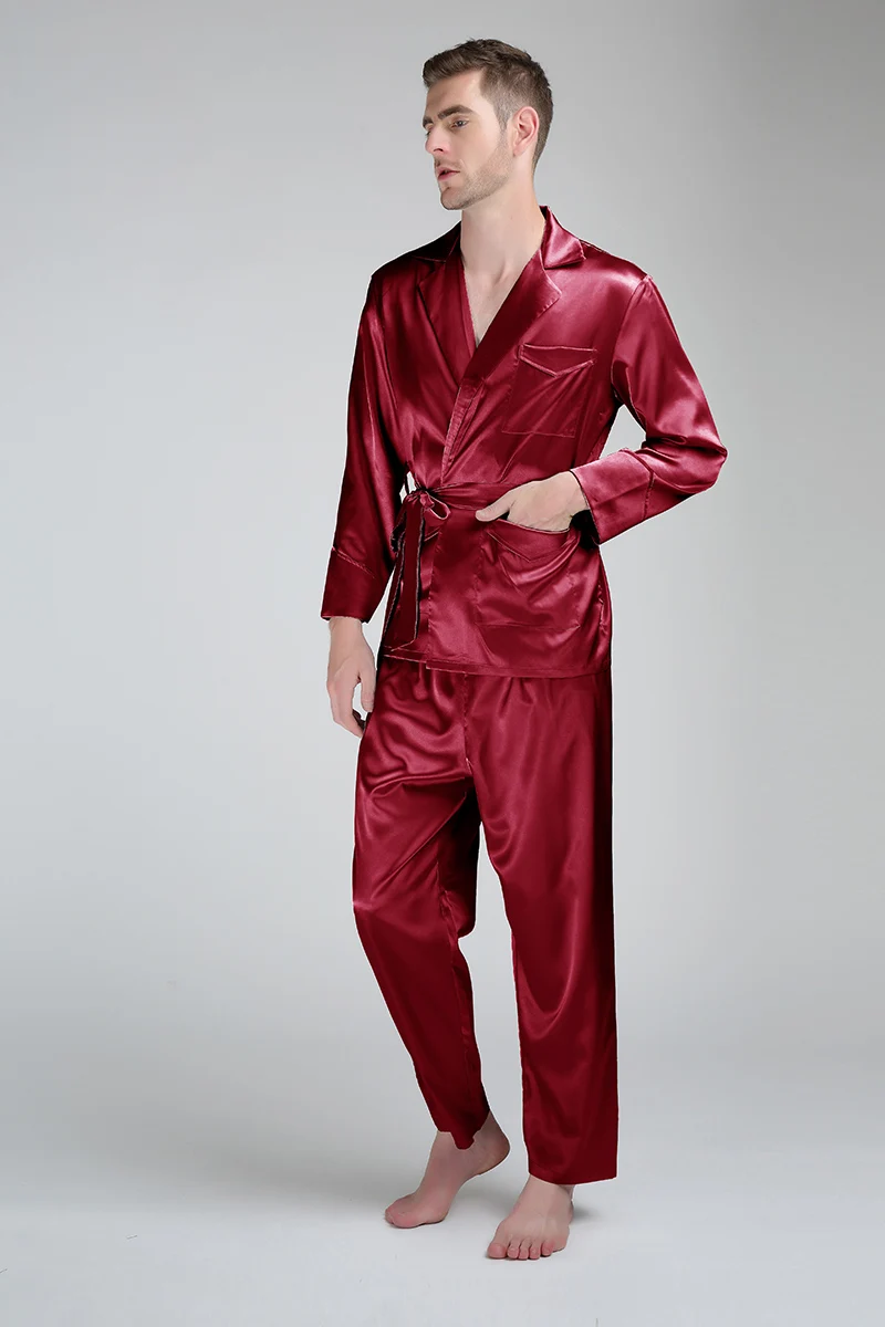 silk-pajamas-for-men-100-mulberry-silk-spring-and-autumn-two-piece-set ...