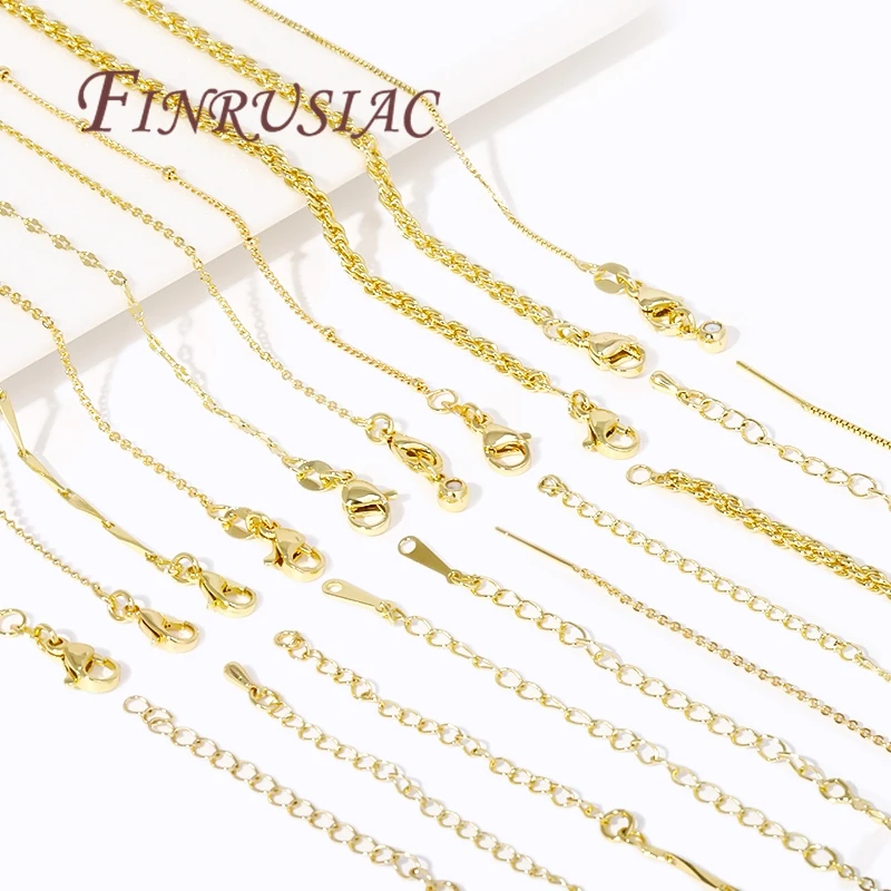 5 Pieces/Lot Adjustable Chains 18K Gold Plated Necklace Chains For ...