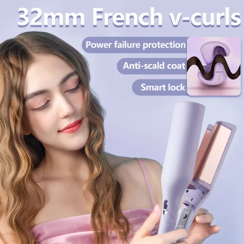220V Curling Iron Portable Cute Big Wave Hair Curler Egg Rolls Hair ...