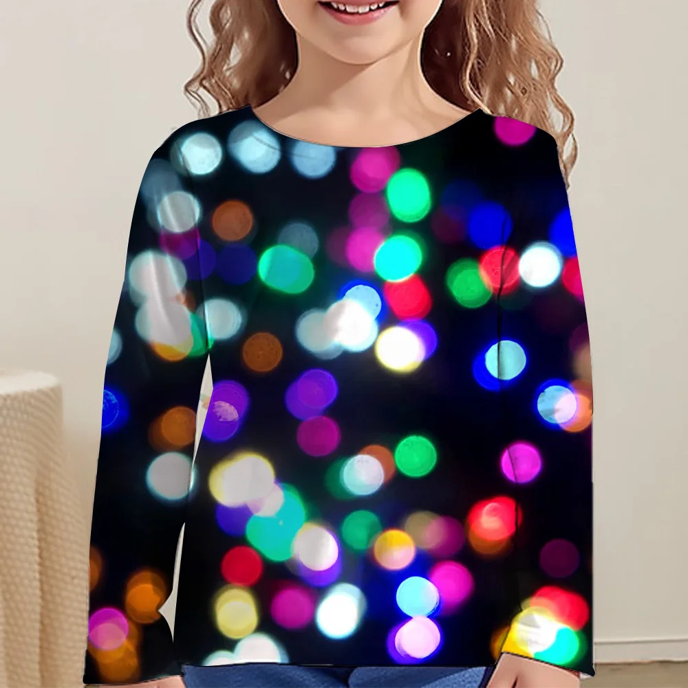 T-Shirt-For-Girls-Tees-Color-Dots-Clothes-For-Children-From-1-To-12 ...