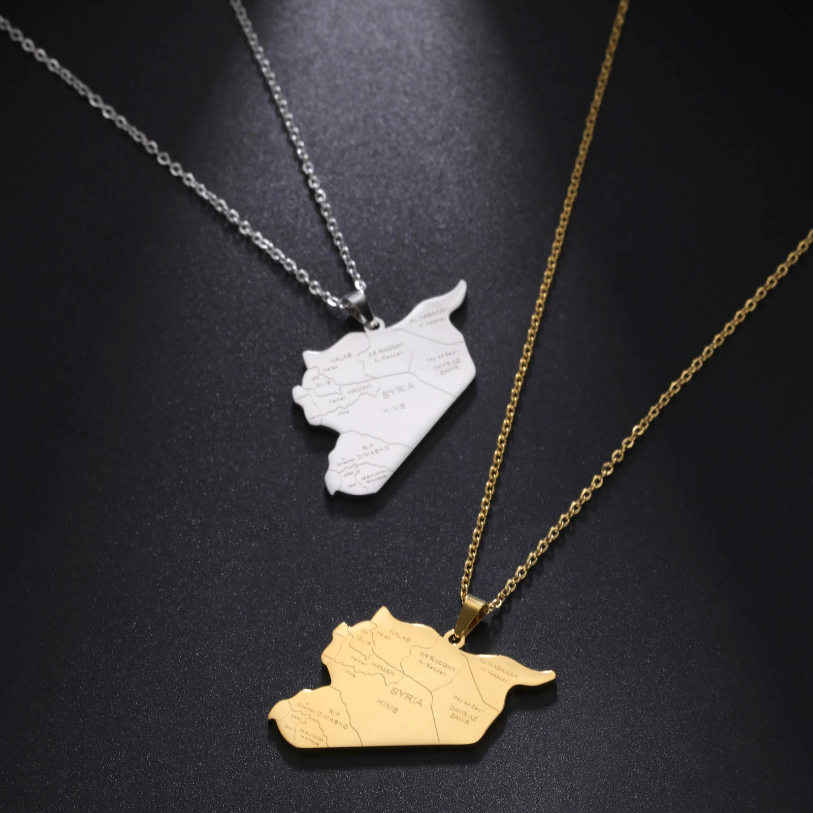 Kkjoy-Stainless-Steel-Syria-Map-Flag-Pendant-Necklaces-for-Women-Men ...