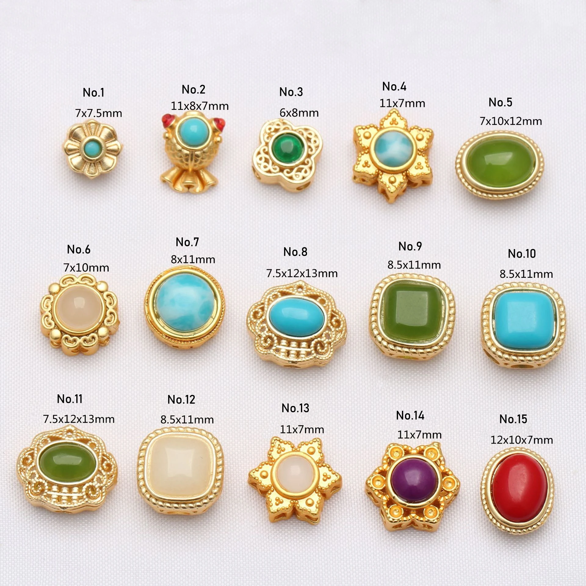 Retro-K-Gold-Filled-With-Coloured-Stones-Goldfish-Sunflower-Button ...