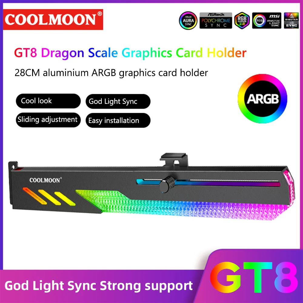 Coolmoon gt8 horizontal computador placa de vídeo gpu suporte gpu 5v A ...