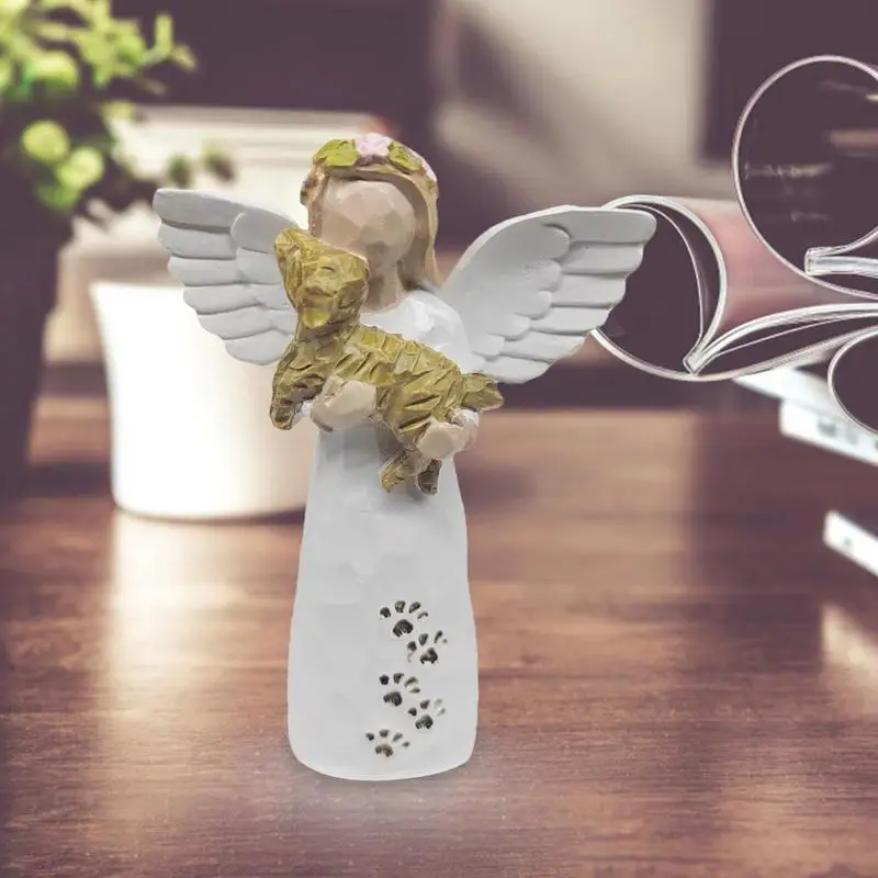 Angel Holding Dog Statue