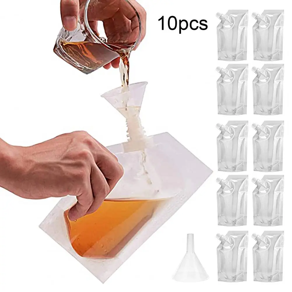 10Pcs 350ML-1000ML Wine Liquor Pouch Food Transparent PET Sneak Alcohol ...