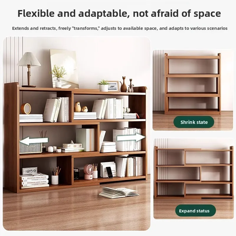 Bookshelf retractable storage shelf simple multi-layer floor-to-wall ...