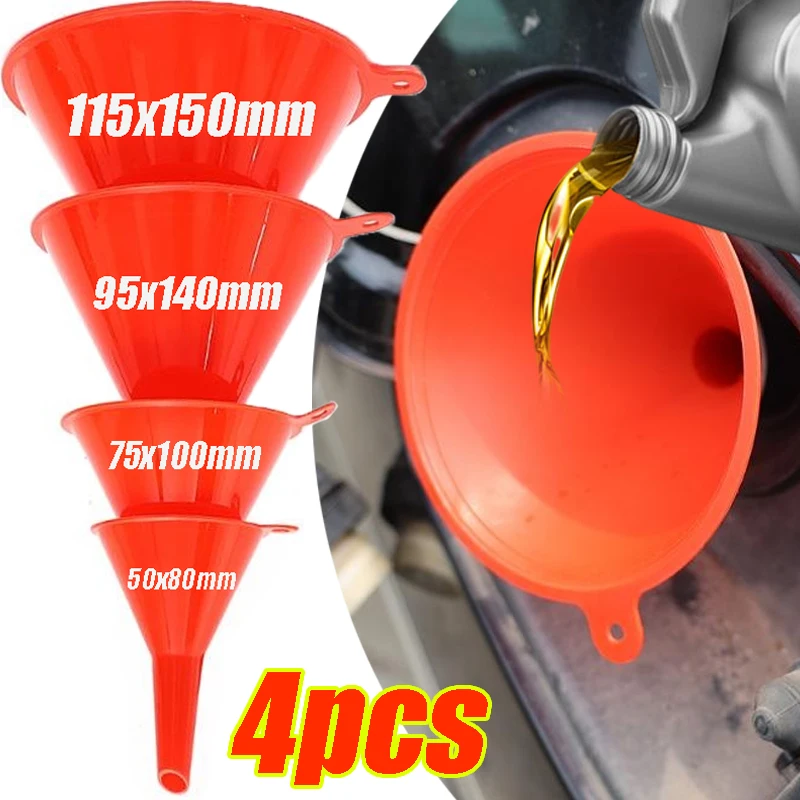 4pcs-Car-Stem-Funnel-Gasoline-Oil-Fuel-Filling-Tool-Anti-splash-Plastic ...