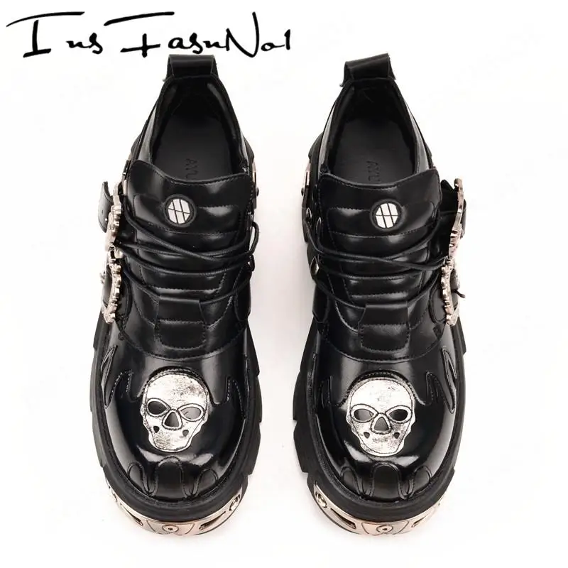 Gothic-Black-Women-Shoes-Designer-Punk-Metal-Flat-Platform-Walking ...