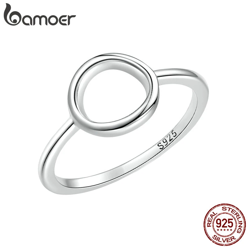 bamoer Sterling Silver 925 Simple Fashion Circle Finger Rings for Women ...