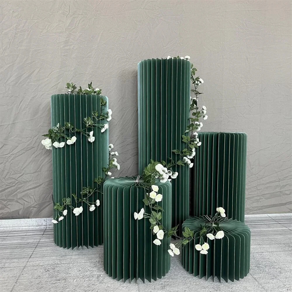 Green-Folding-Paper-Cylindrical-Wedding-Dessert-Table-Cake-Stand ...