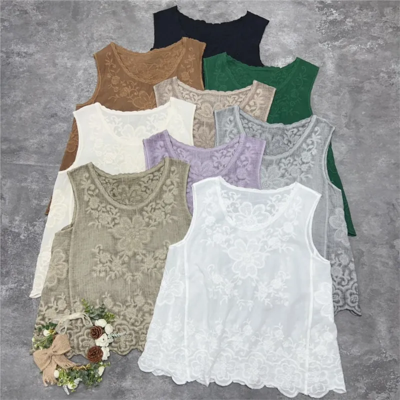 Johnature-Japanese-9-Color-Tops-Women-Summer-New-Solid-Color-Hollow ...