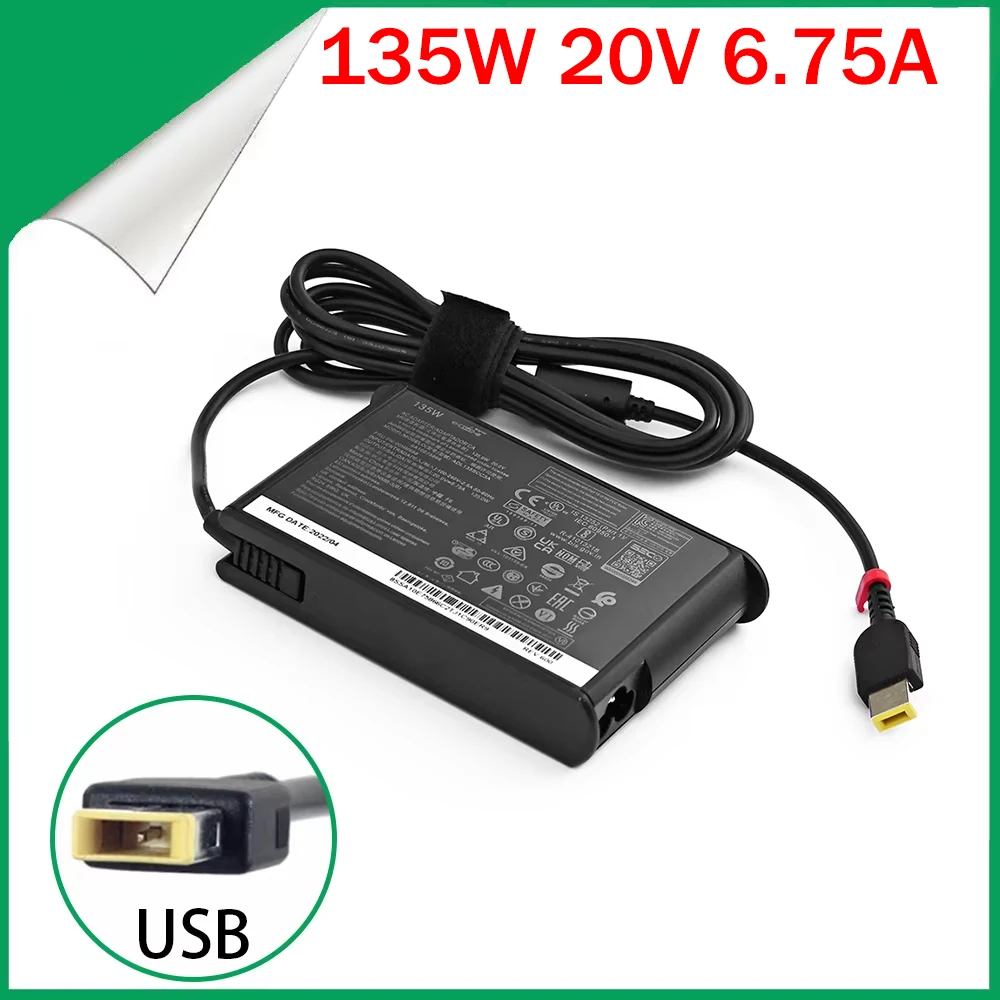 Charger 135W 20V 6.75A USB-C Laptop Adapter for Lenovo ThinkPad P51 P52 ...
