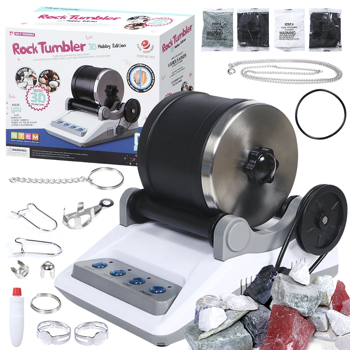 Professional Rock Tumbler Kit Rock Polisher For Kids And Adults ...