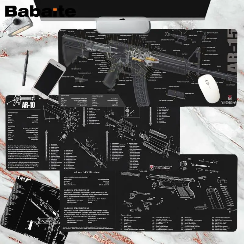 Black-Ar-15-Ak47-Gun-Mousepad-girl-pad-Keyboards-Mat-Rubber-Gaming ...