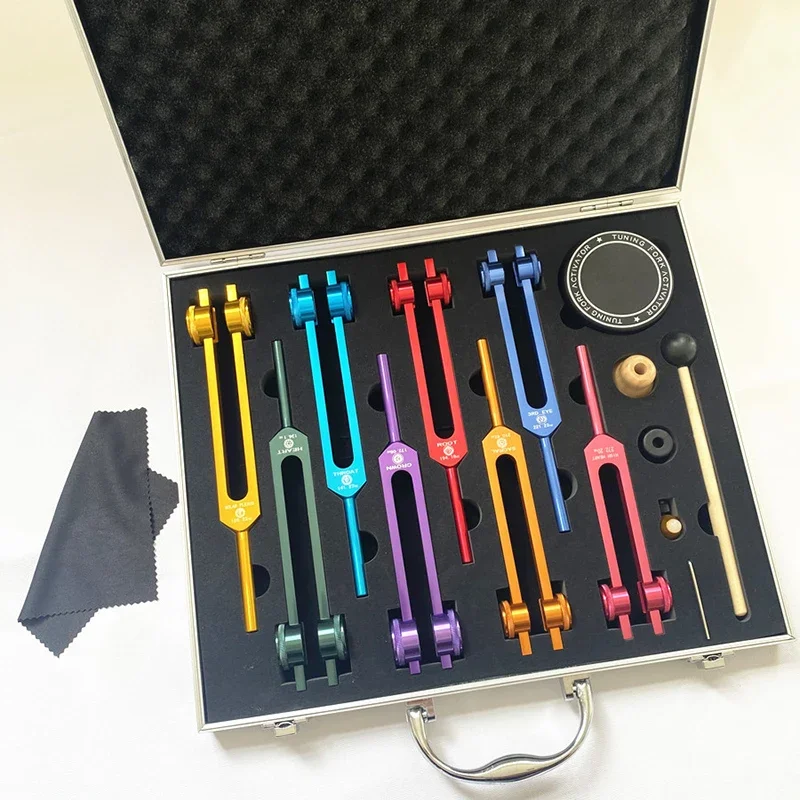 8pcs Chakra Tuning Fork Set Aluminum Alloy Tuning Forks Yoga Diapason ...