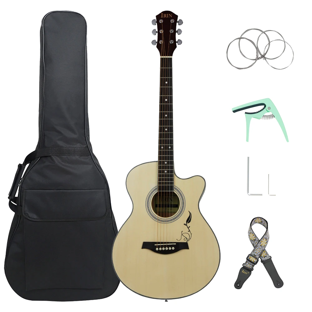 IRIN 40 Inch Acoustic Guitar 6 Strings Maple Body Folk Guitar Guitarra ...