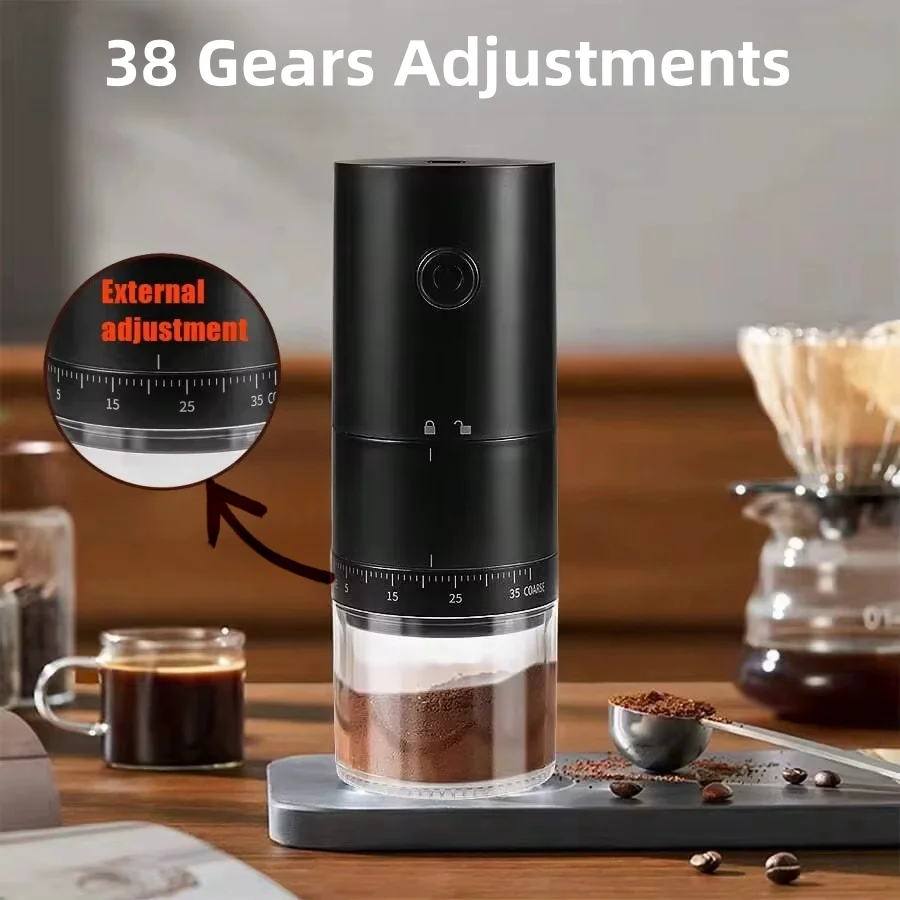 New Portable Electric Burr Coffee Grinder With 38 Gears Adjustable ...