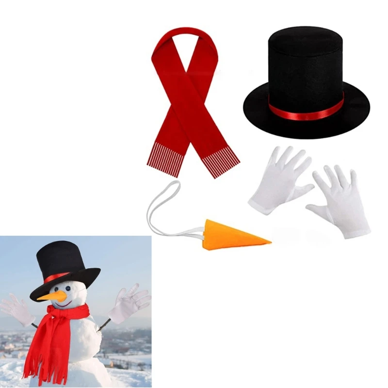 Snowman Hat Scarf Carrot Nose Gloves Cosplay Props New Year Christmas ...