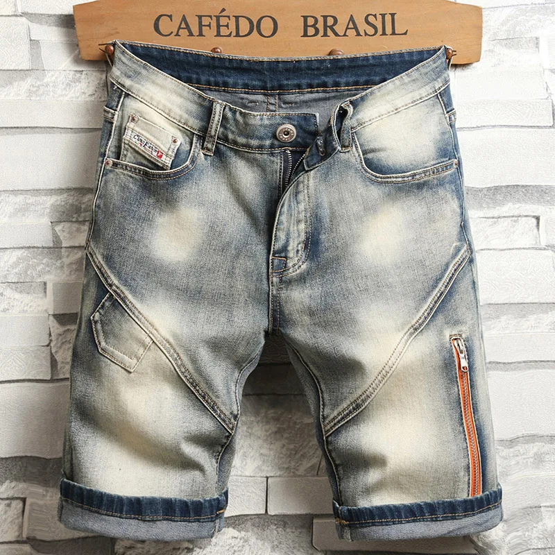 Summer-New-Men-Fashion-Stretch-Denim-Shorts-Retro-High-Street-Style-Old ...