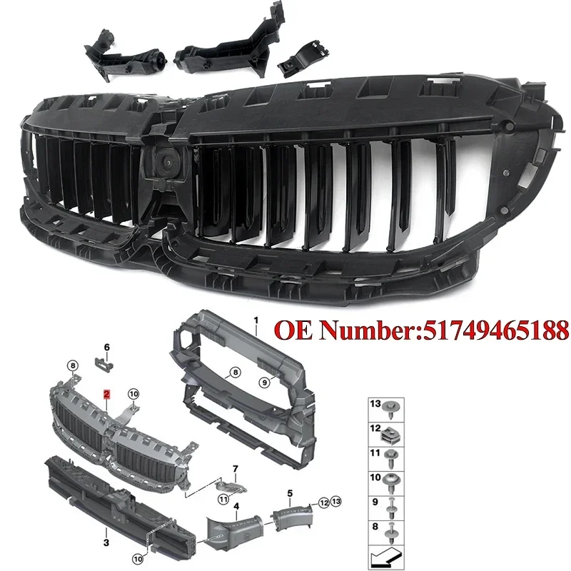 Front-Upper-Radiator-Grille-Active-Air-Shutter-For-BMW-G20-G21-330i ...