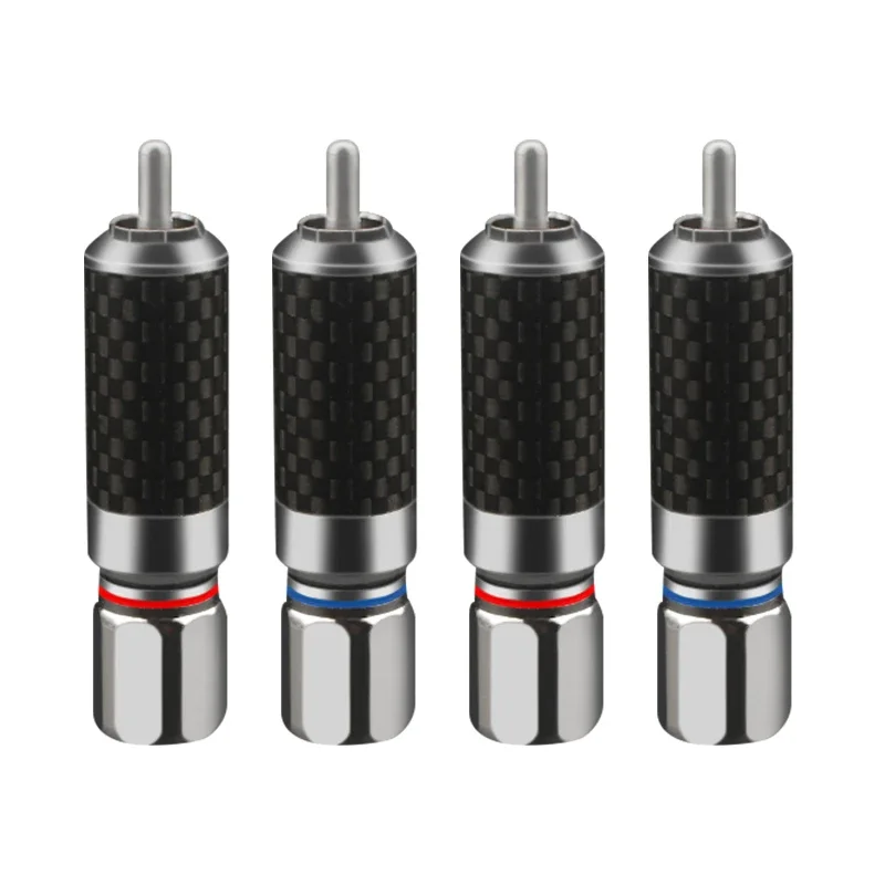 4pcs-RCA-Plug-Carbon-Fiber-Rhodium-Plated-RCA-Plug-Connector-HiFi-Audio ...