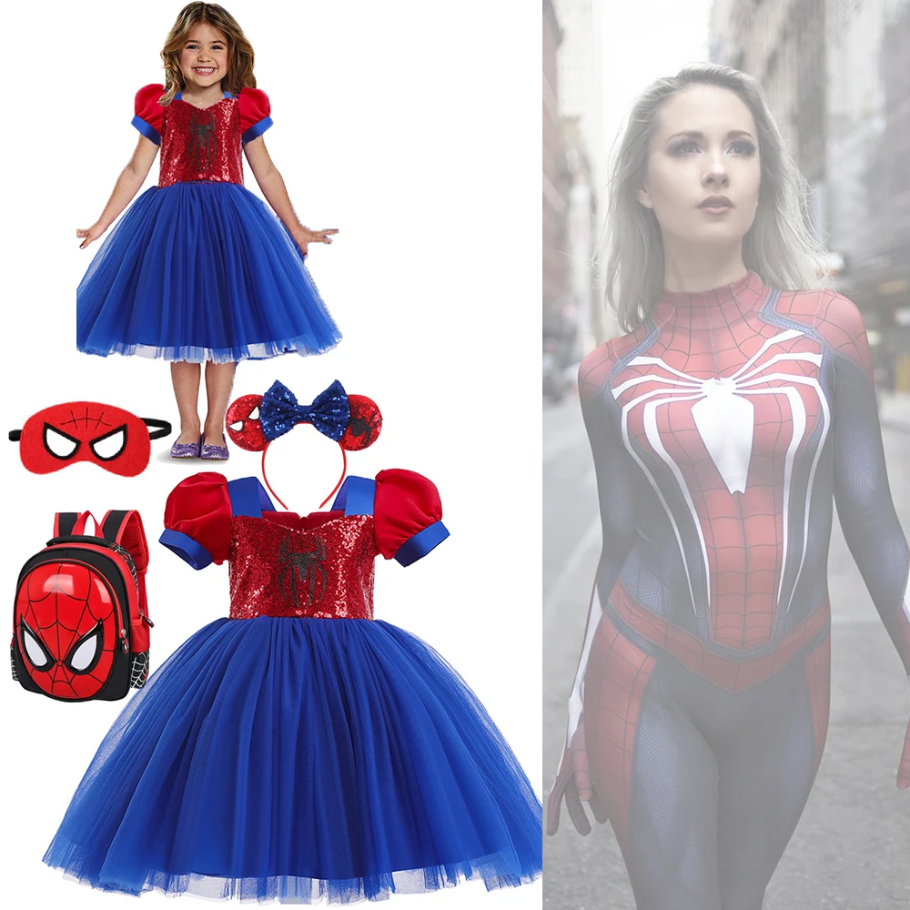 Disney bebek kız süper kahraman örümcek adam Tutu elbise çocuklar puf ...