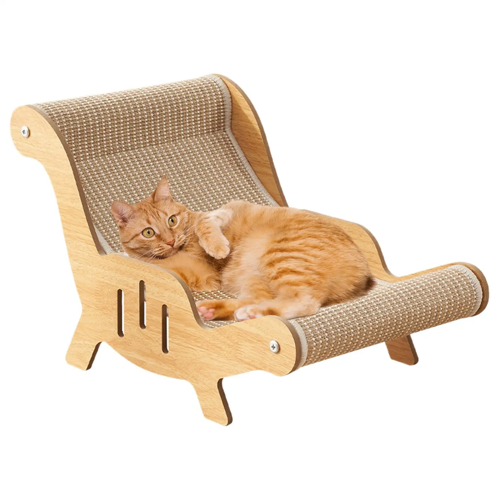 Cat Lounger Scratcher Sisal Cat Chair Wooden Cat Lounge Chair Kittens ...
