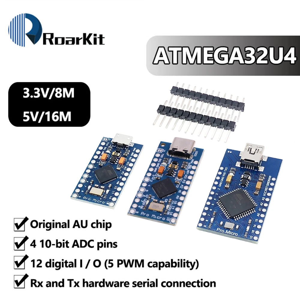 Atmega32u4 3.3v 8mhz Pro Micro 5v 16mhz Board Module Mini/ Micro/type-c ...