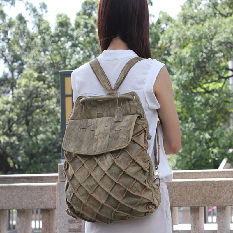 Genuine Leather Women's Backpack Female Handbags Portable Tote Bag Soft ...