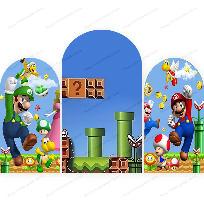 Super Mario Brothers Arch Backdrop Kids Birthday Party Decoration Boys ...
