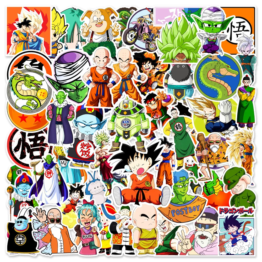 50pcs Anime Dragon Ball GOku Notebook Skateboard Suitcase Water Cup Car ...
