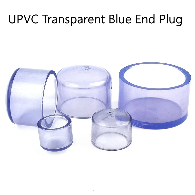 UPVC-Transparent-Blue-End-Plug-Pipe-Connectors-Aquarium-Fish ...