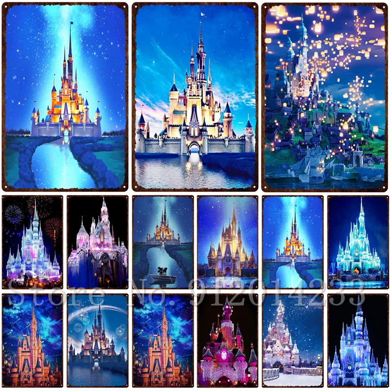 Disney-Cartoon-Castle-Metal-Sign-Tin-Plates-Children-Room-Decoration ...
