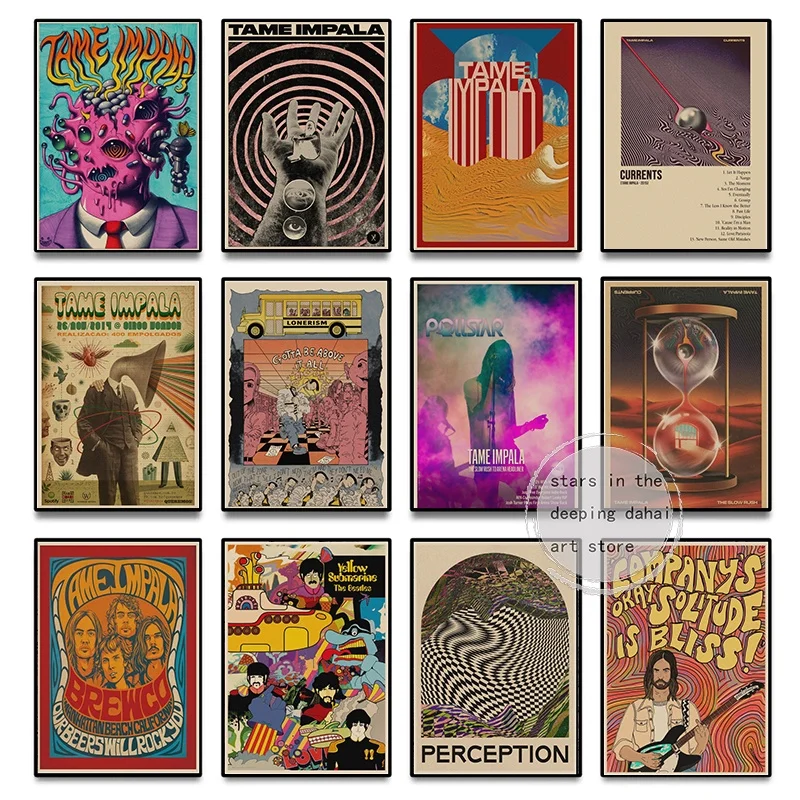 Retro Rapper Rock Band Tame Impala Band Tour Psychedelic Art Posters ...