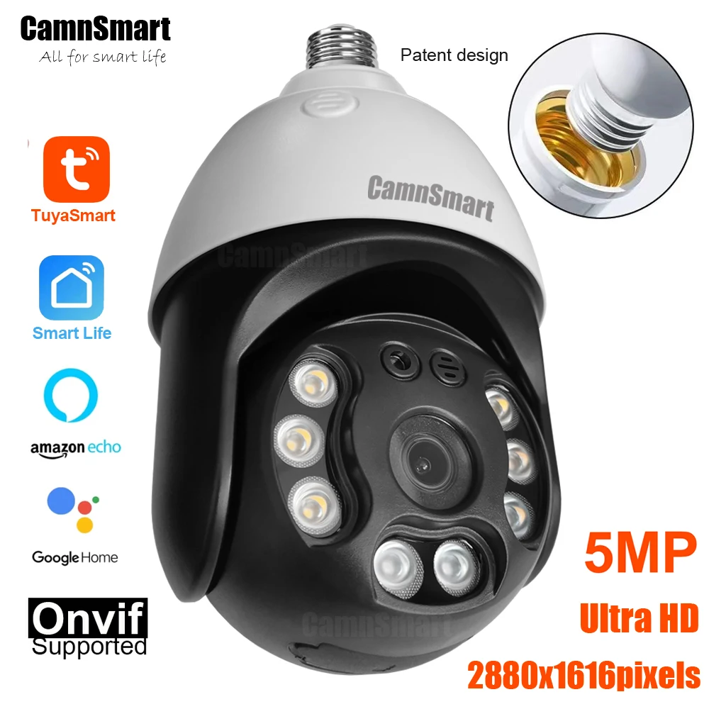 Camnsmart-Tuya-5mp-Alexa-Wifi-Lamp-Camera-E27-Google-Home-Draadloze ...