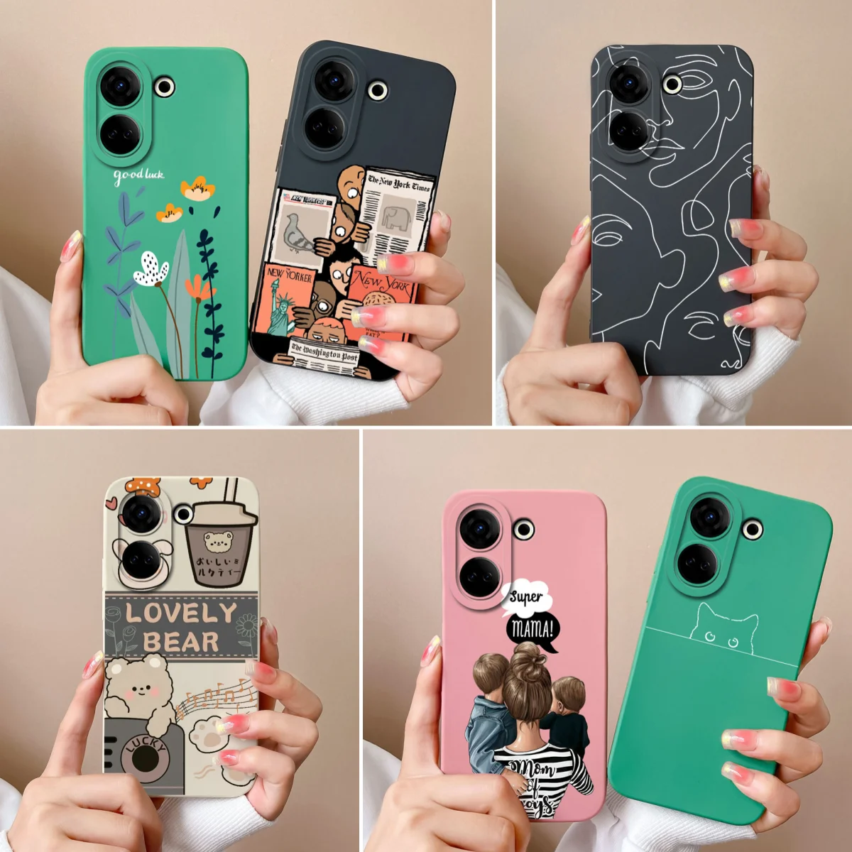 Soft Case For Tecno Camon 20 Pro 4G 5G 20Premier Bear Liquid Silicone ...
