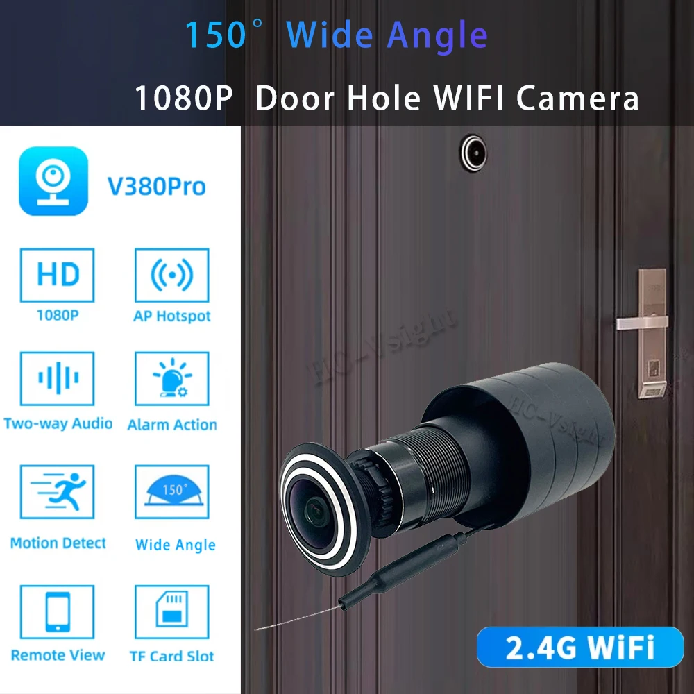 V380 Door Eye Hole WIFI Camera Security 1080P HD 1.66mm Lens Wide Angle ...