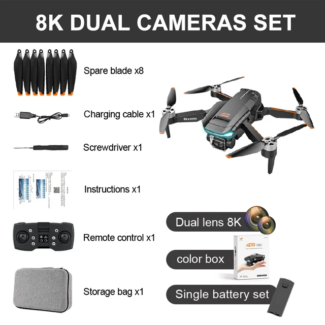 LEETA Drones 2023 AE10 Mini 8K HD Dual Lens With Optical Flow Obstacle ...